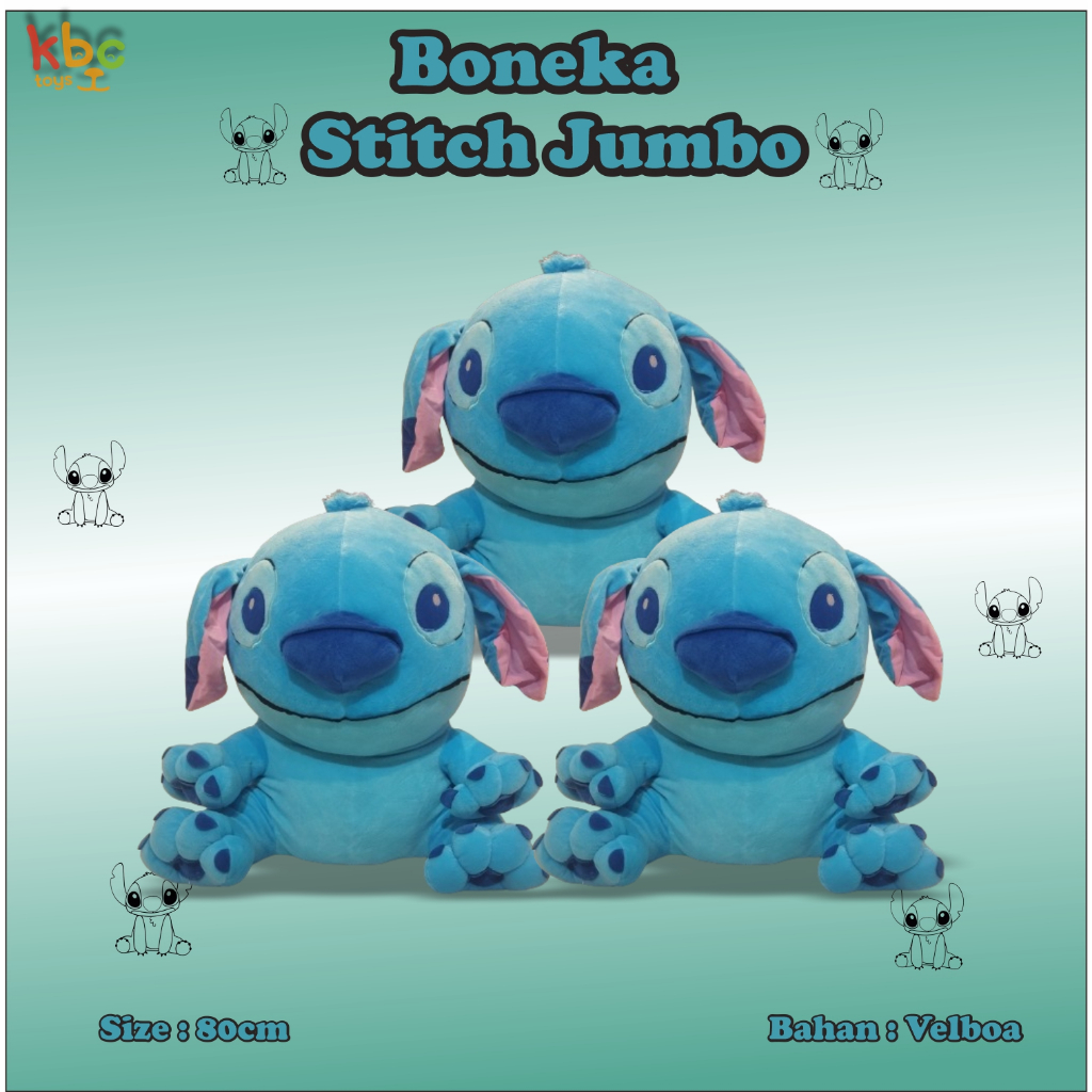 Jual Boneka Stitch Jumbo Warna biru & pink Ukuran 80 cm Kualitas SNI ...