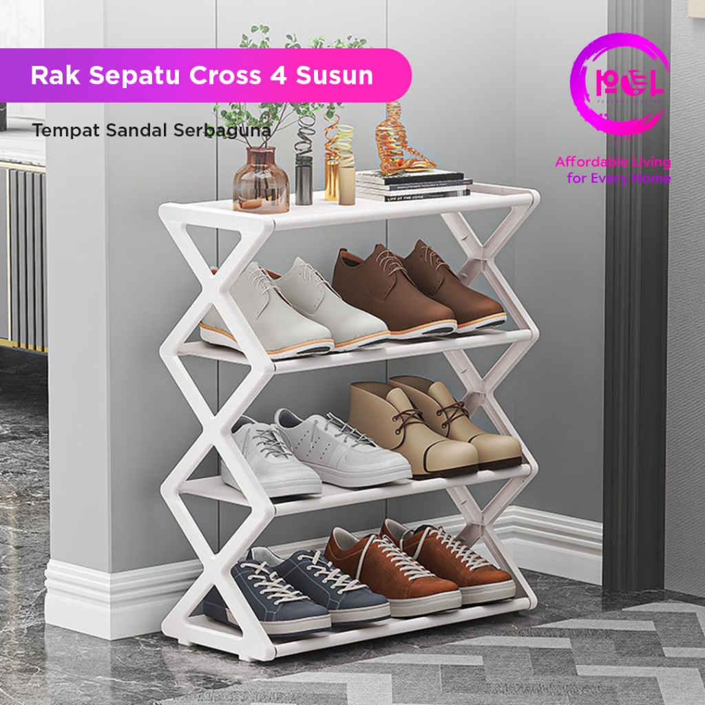 Jual POL - Rak Sepatu Sendal Cross 4 Susun Plastik | Shopee Indonesia
