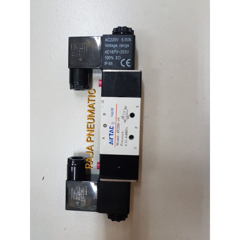 Jual SOLENOID VALVE 4V220-08 AIRTAC 5/2 WAY DOUBLE COIL 1/4 INCH | Shopee Indonesia