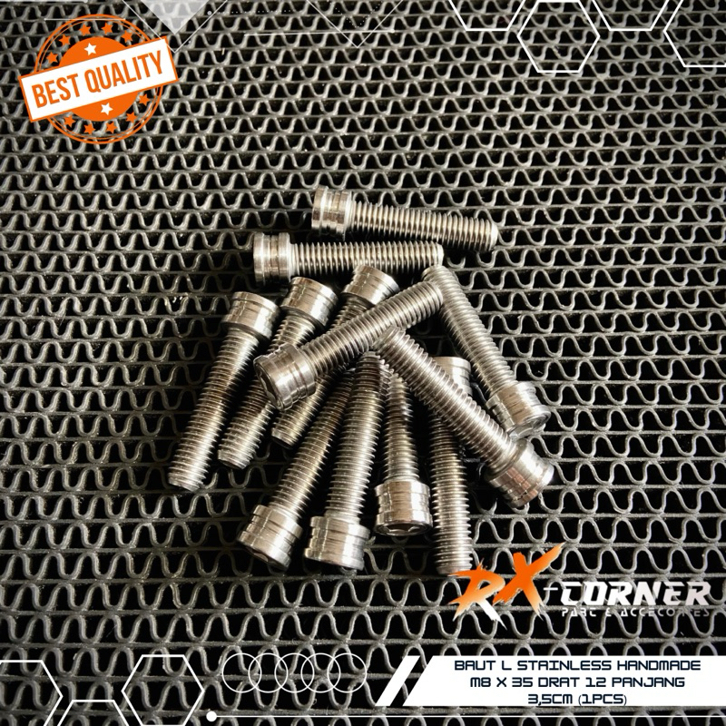 Jual baut L stainless handmade m8 baut12 drat 12 panjang 2cm 3cm 4cm 5cm 6CM | Shopee Indonesia