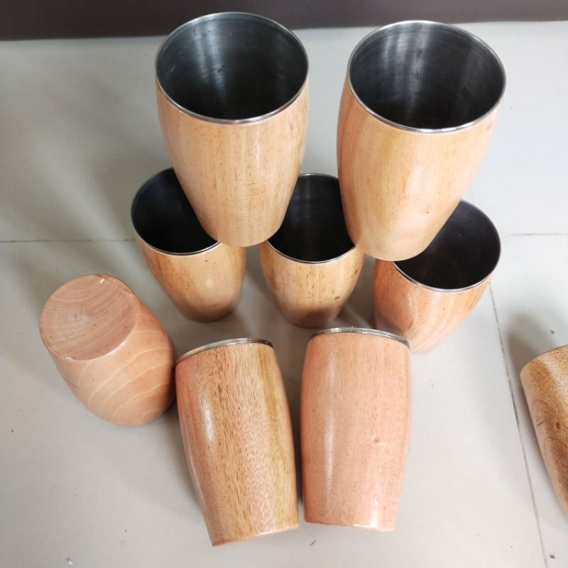 Jual Gelas Mug Kayu Stainless / Gelas Stainless Kayu / Gelas Souvenir ...