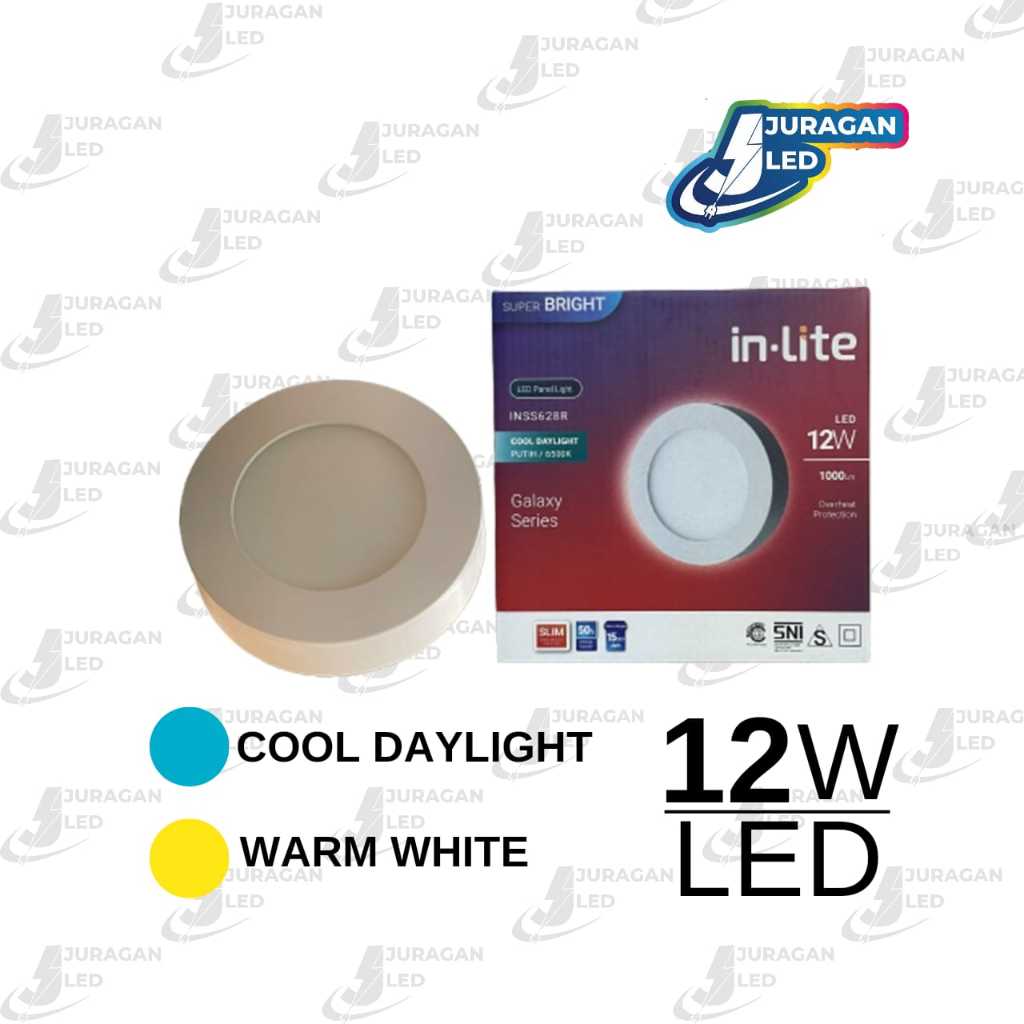 Jual LAMPU PANEL LED DOWNLIGHT INLITE IN LITE 12WATT BULAT OUTBOW PUTIH | Shopee Indonesia