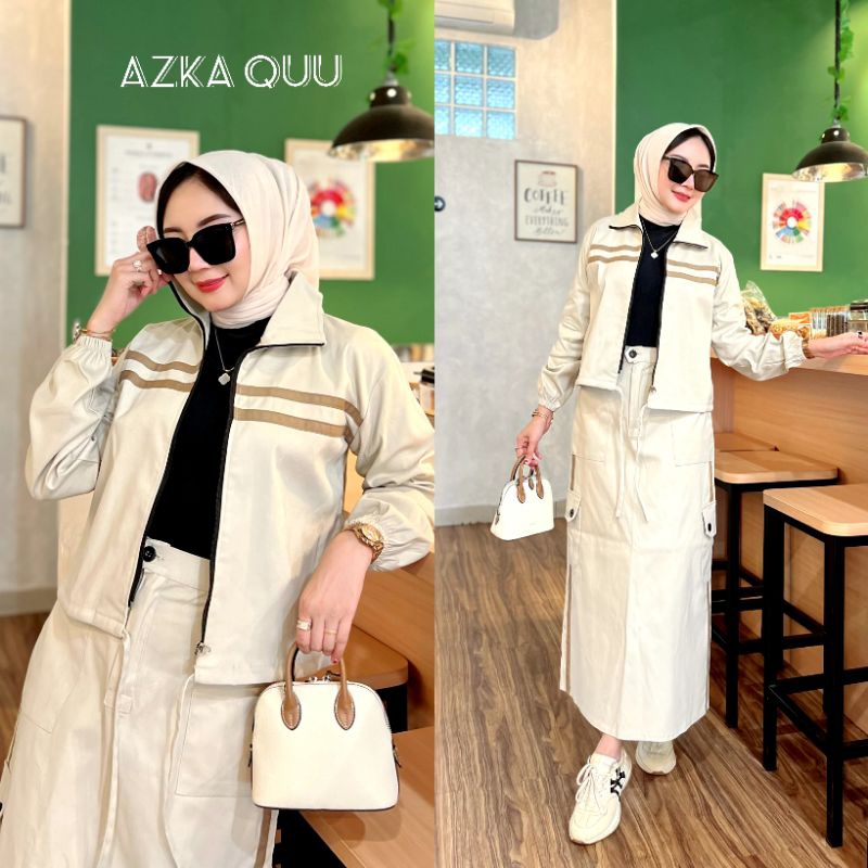 Jual Setelan Jacket Sleting Rok Cargo by Azka.quu/Setelan Rok Wanita ...