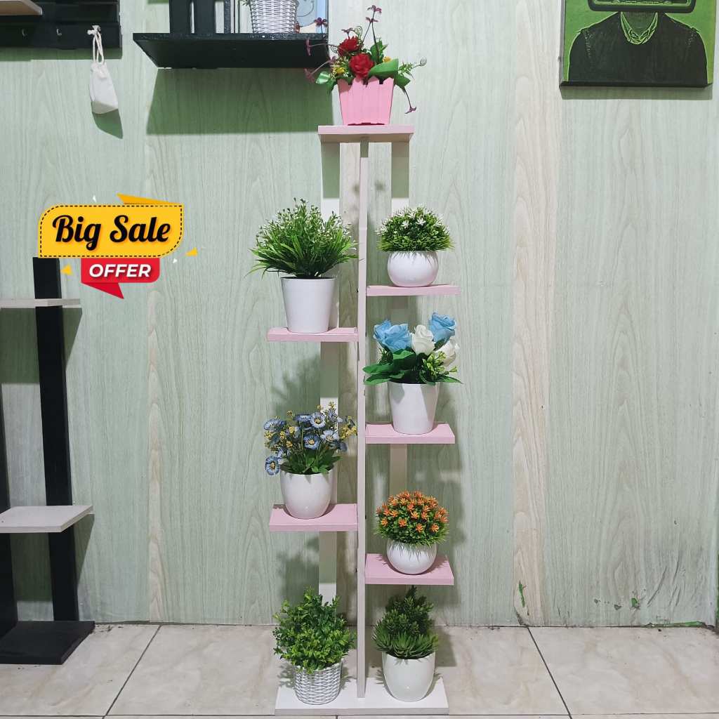 Jual Rak Kayu Hiasan Pot Bunga Minimalis Dekorasi Rumah Tinggi 1 Meter ...