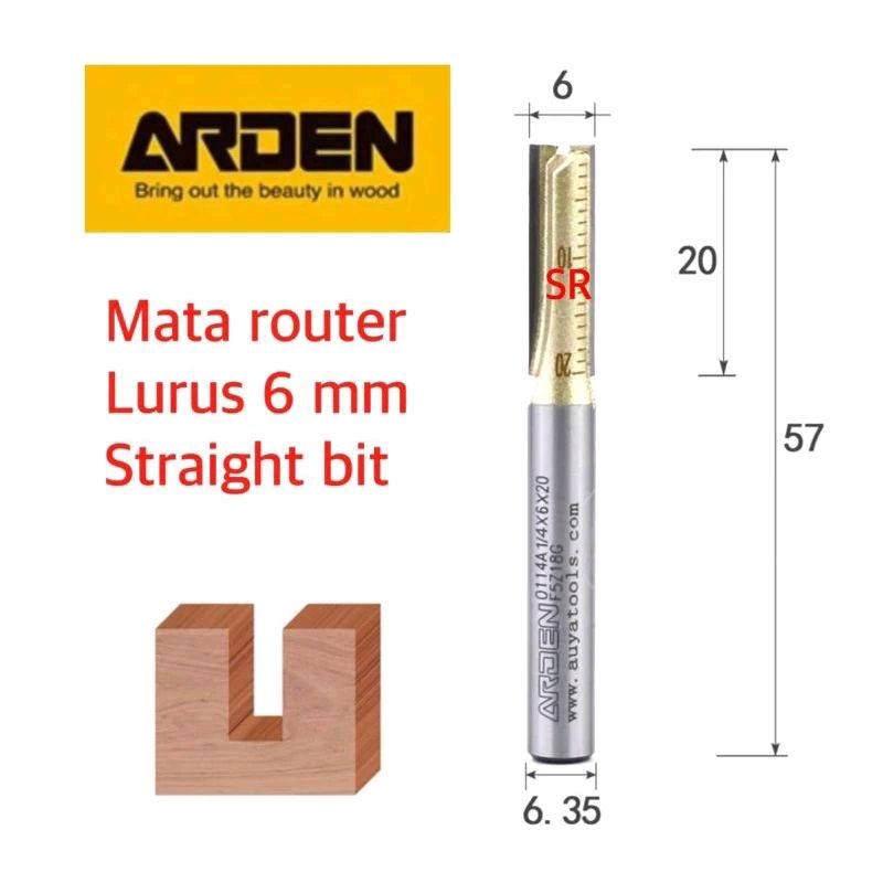Jual Mata Router/ Profil Lurus 6mm/ Straight Bit ARDEN | Shopee Indonesia
