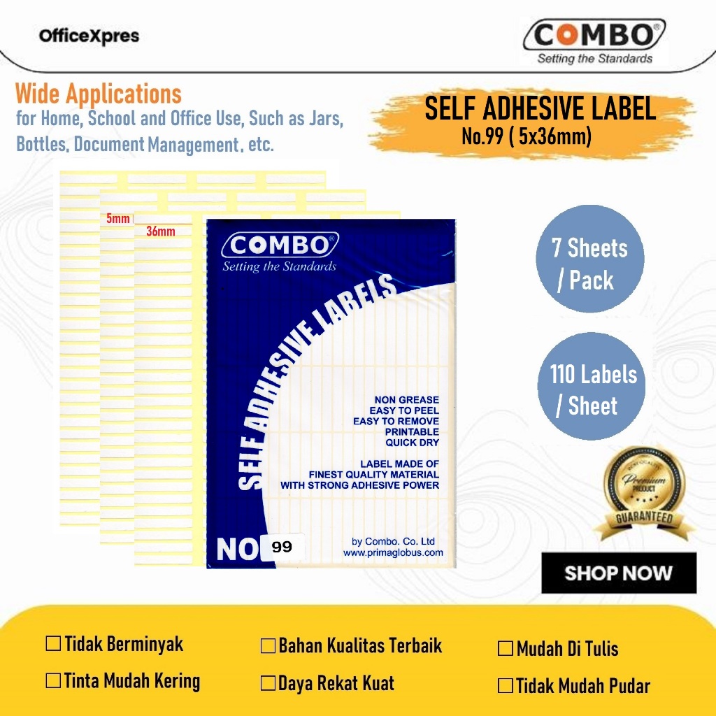 Jual Stiker Label No.99 5x36mm / Self Adhesive Labels No.99 / Label ...