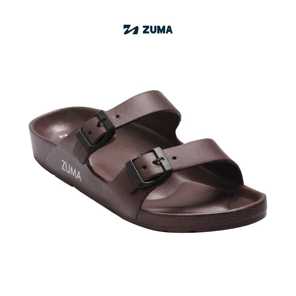 Jual Zuma Men Dallas 4 Brown, Sandal Slop Pria Karet Slip On Polos ...