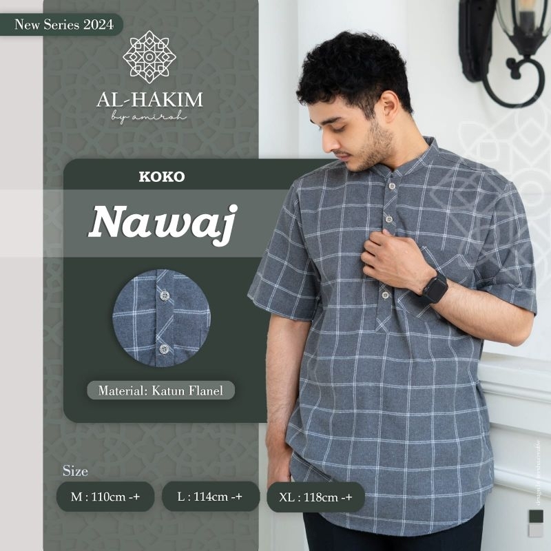 Jual Koko Flanel pendek Koko Nawaj original Al hakim by Amiroh | Shopee Indonesia