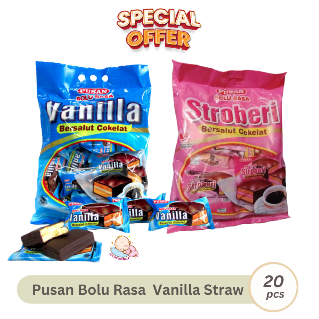 Jual Pusan Bolu Rasa isi 20 pcs ( 360 gr ) Vanila Strawberry | Shopee ...