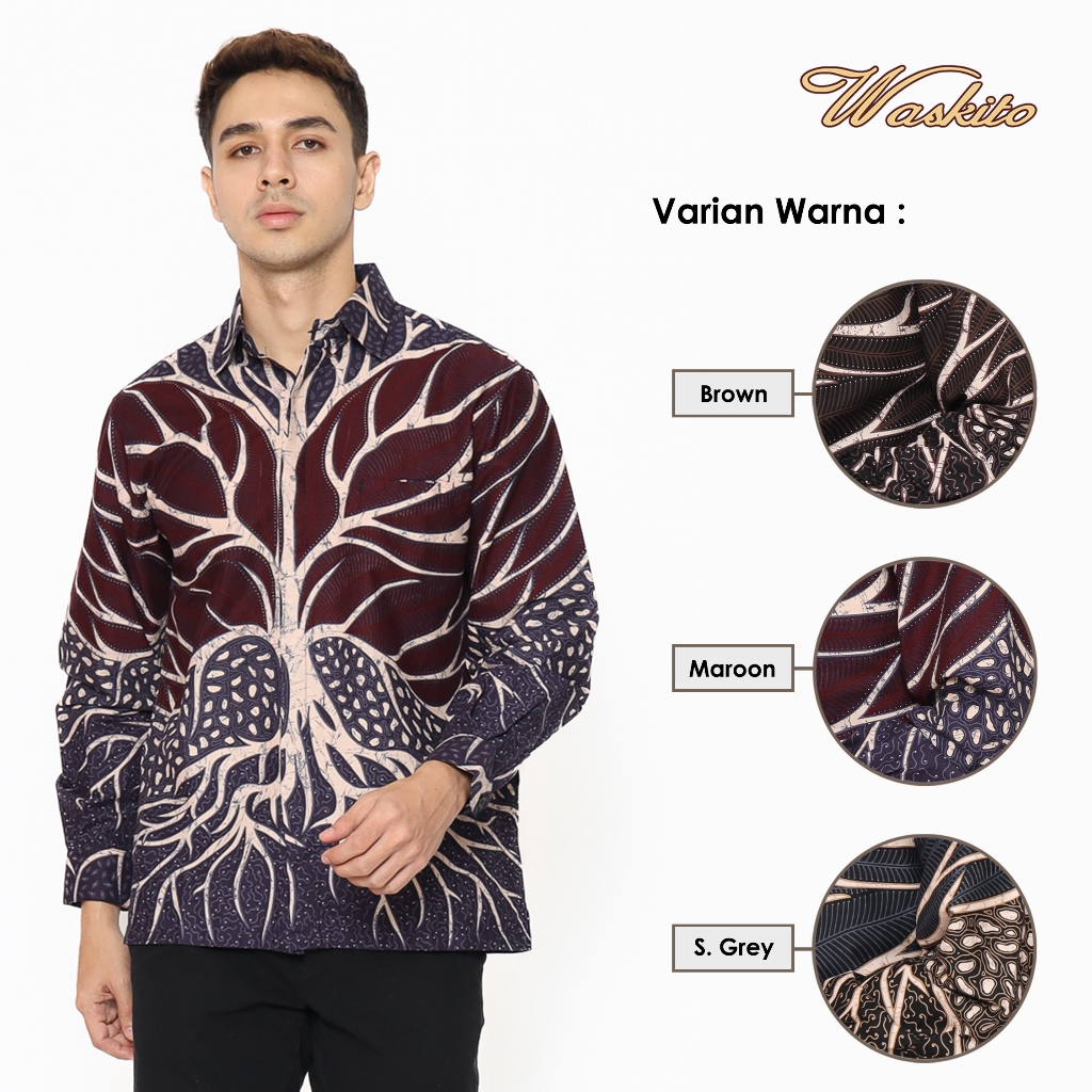 Jual Waskito - Kemeja Batik Katun Lengan Panjang Motif Pohon Hayat KB ...