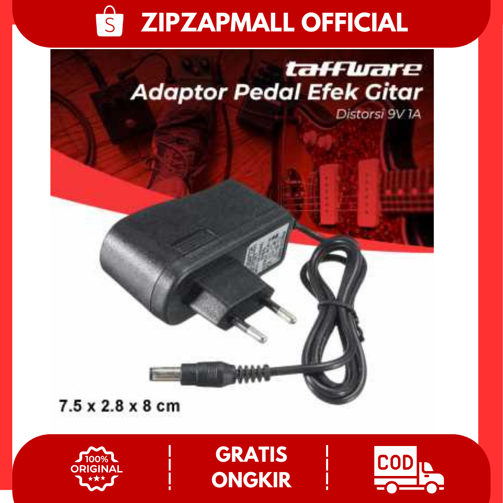 Jual Adaptor Pedal Efek Gitar Distorsi 9V 1A 5mm / Adaptor Gitar ...