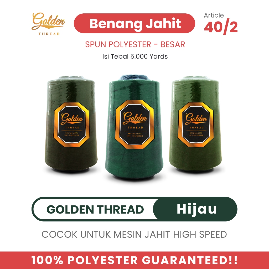 Jual Benang Jahit Besar (40/2) Golden Thread 5000 Yards Spun Polyester ...