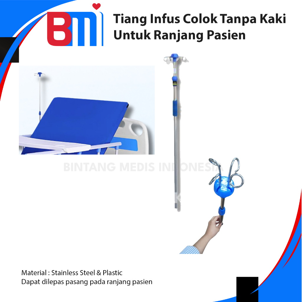 Jual Tiang Infus Colok Tanpa Kaki untuk ranjang pasien - Adjustable ...