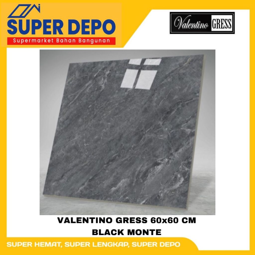 Jual GRANITE VALENTINO GRESS 60X60 CM - BLACK MONTE | Shopee Indonesia