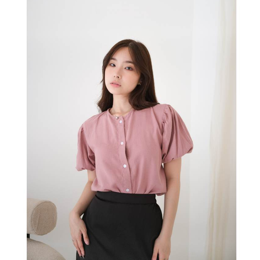 Jual Duvelle Abigail Blouse Puffy Sleeve / Short Slevee Shirt / Atasan Kantor Wanita / Baju ...