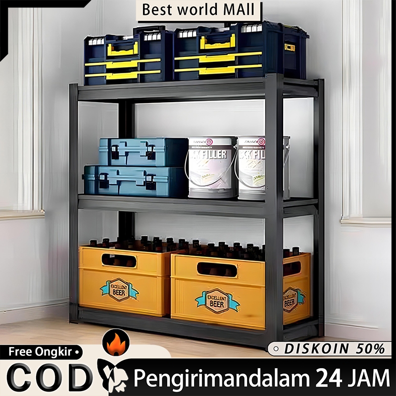 Jual 【Menahan Berat 1000kg】Rak Besi Siku 3 Susun Rak Gudang Rak Susun ...