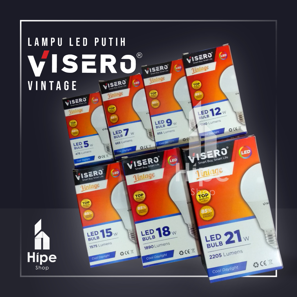 Jual Lampu Visero Vintage 5w 7w 9w 12w 15w 18w 21w Led Bulb / Bola Lampu bohlam LED Putih Terang ...