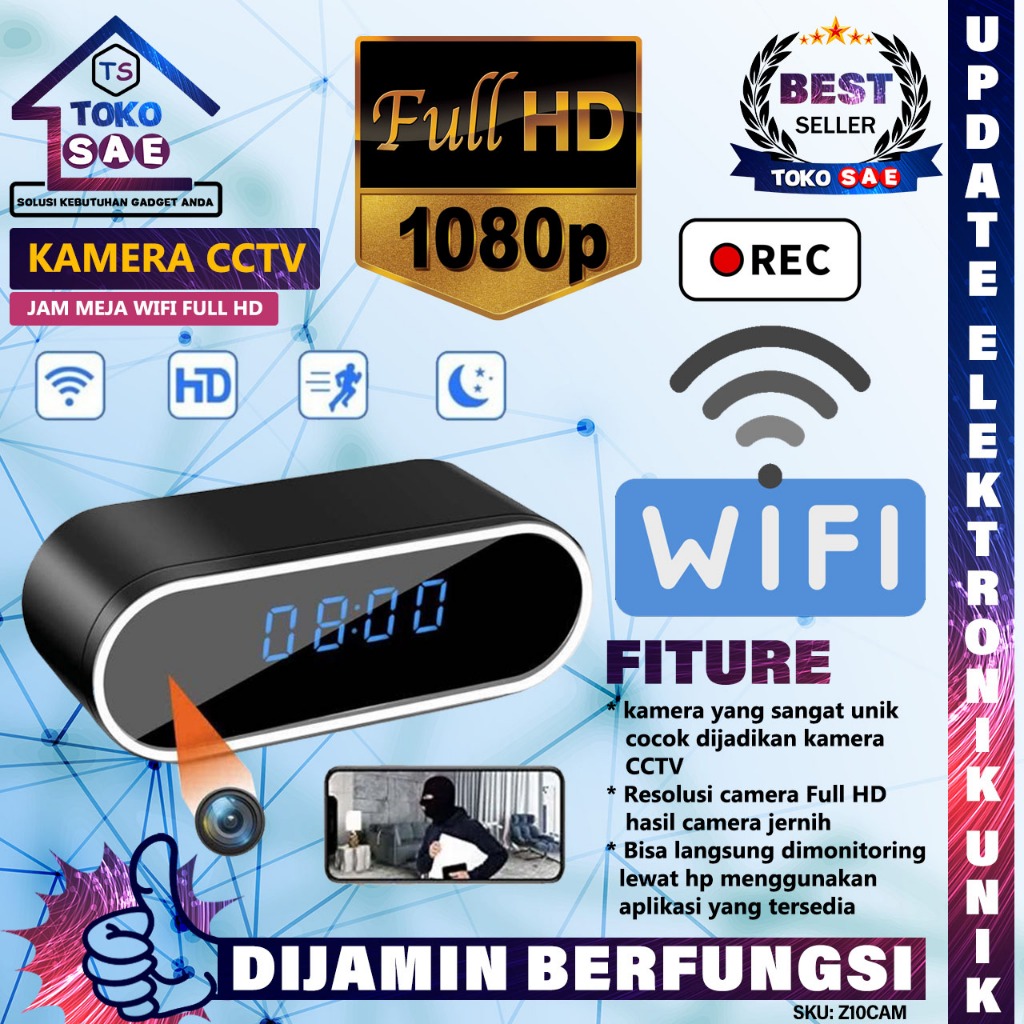 Jual Z10 Spy Camera Wifi CCTV Mini Tersembunyi Jam Meja Digital Desk ...