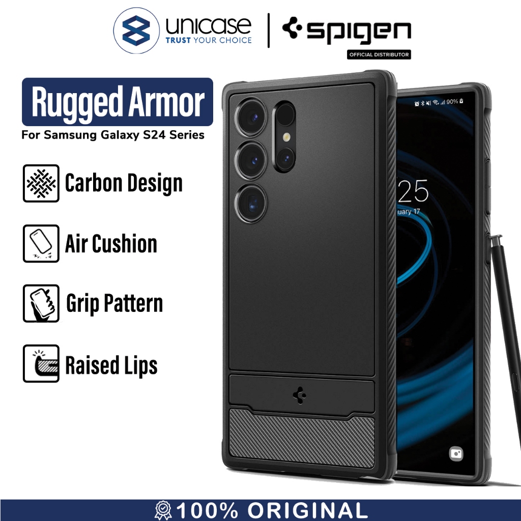 Jual Case Samsung Galaxy S24 Ultra Plus Spigen Rugged Armor Carbon Casing | Shopee Indonesia
