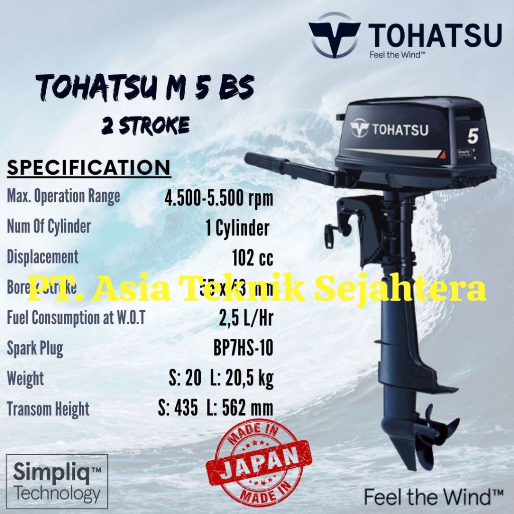 Jual Mesin Tempel Outboard Tohatsu 5PK 2 Tak New Made In Japan Asli Ori | Shopee Indonesia