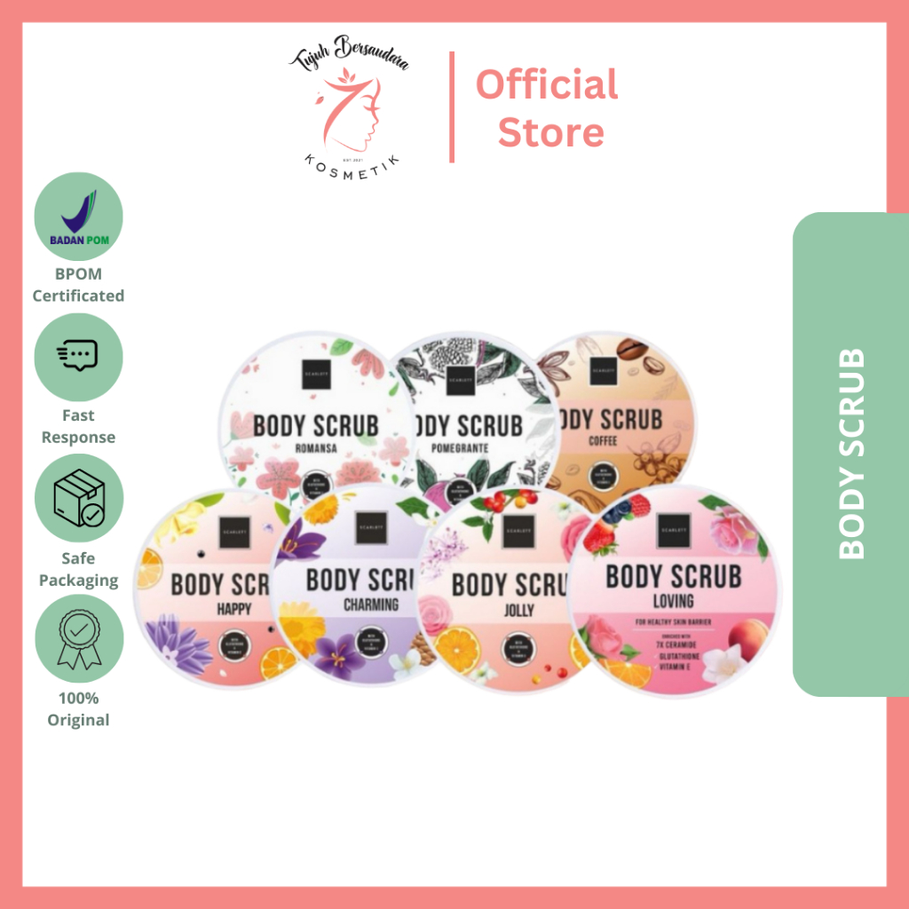 Jual Scarlett Whitening Body Scrub Series | Jolly | Loving | Happy ...