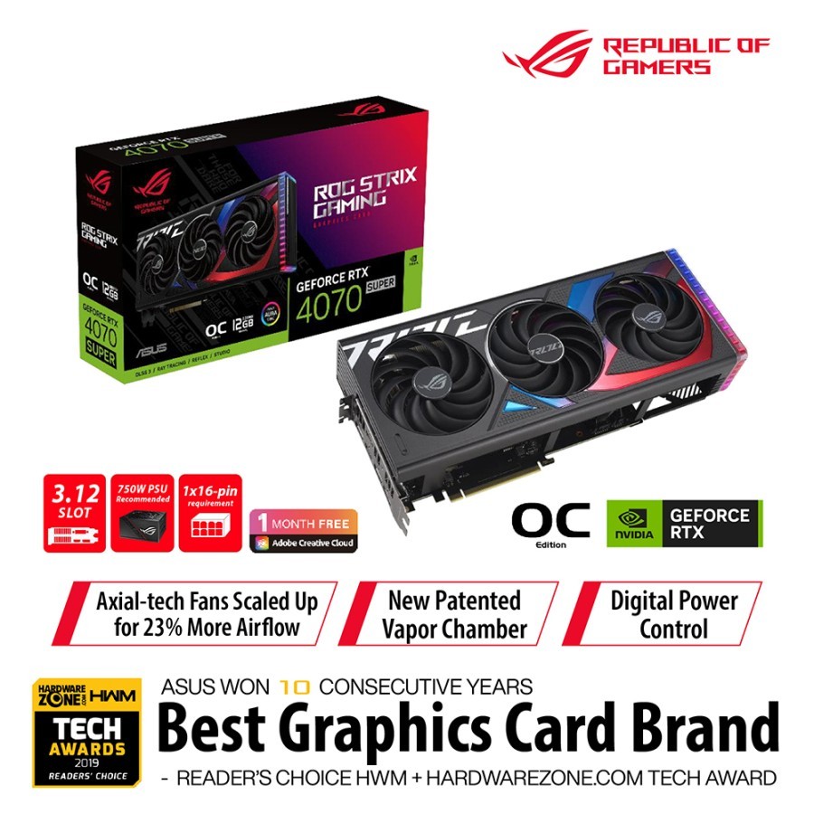 Jual ASUS ROG Strix GeForce RTX 4070 SUPER 12GB GDDR6X OC Edition ...