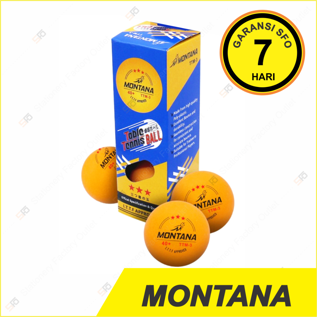 Jual Bola Ping Pong Montana isi 3 - TTM-3 - Table Tennis Ball Tenis ...
