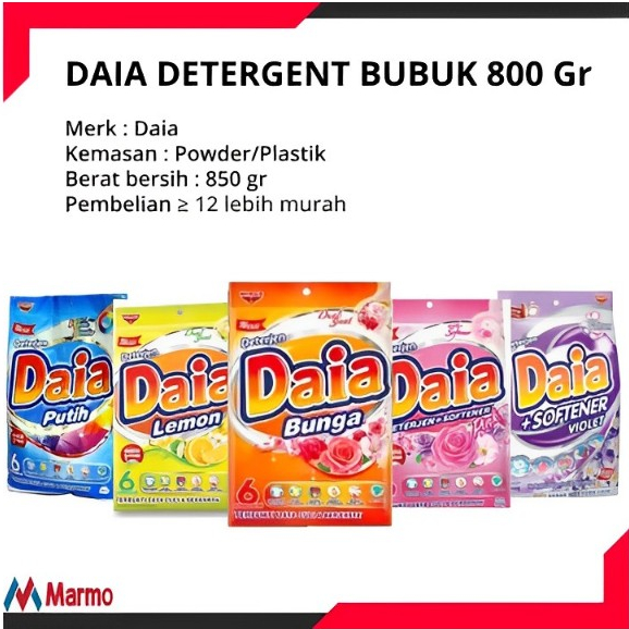 Jual DAIA - Detergent Deterjen Bubuk 800 Gr | Shopee Indonesia