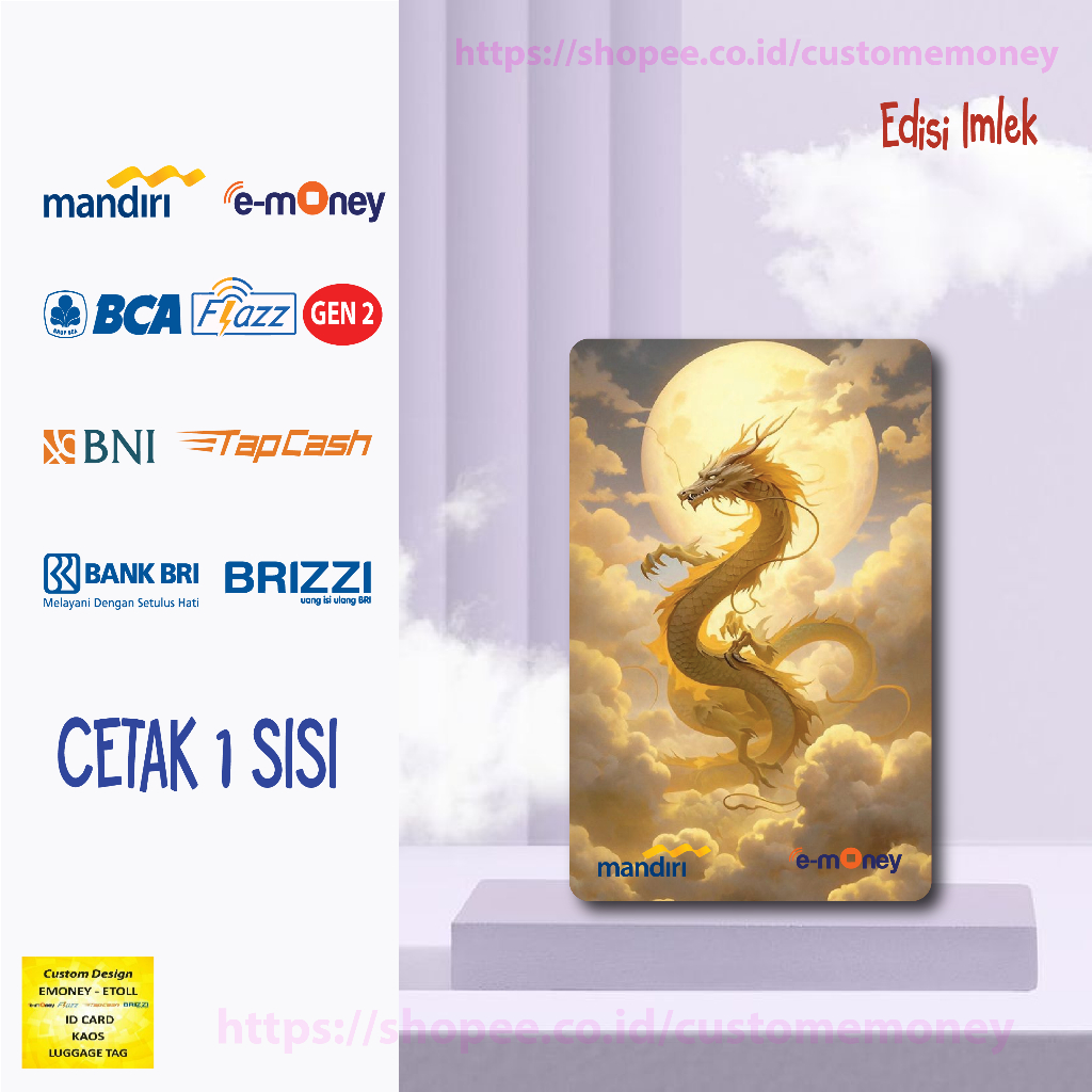 Jual KARTU EMONEY DESIGN EDISI IMLEK NAGA EMAS 2024 ETOLL EMONEY ...