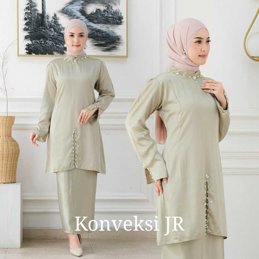 Jual Nurhalizah Set Baju Kurung Melayu Satin Velvet - Setelan Kebaya Modern - Oneset Kurung ...