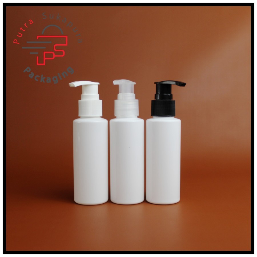 Jual botol pump 100ml rf putih / botol lotion pump 100ml pet putih ...