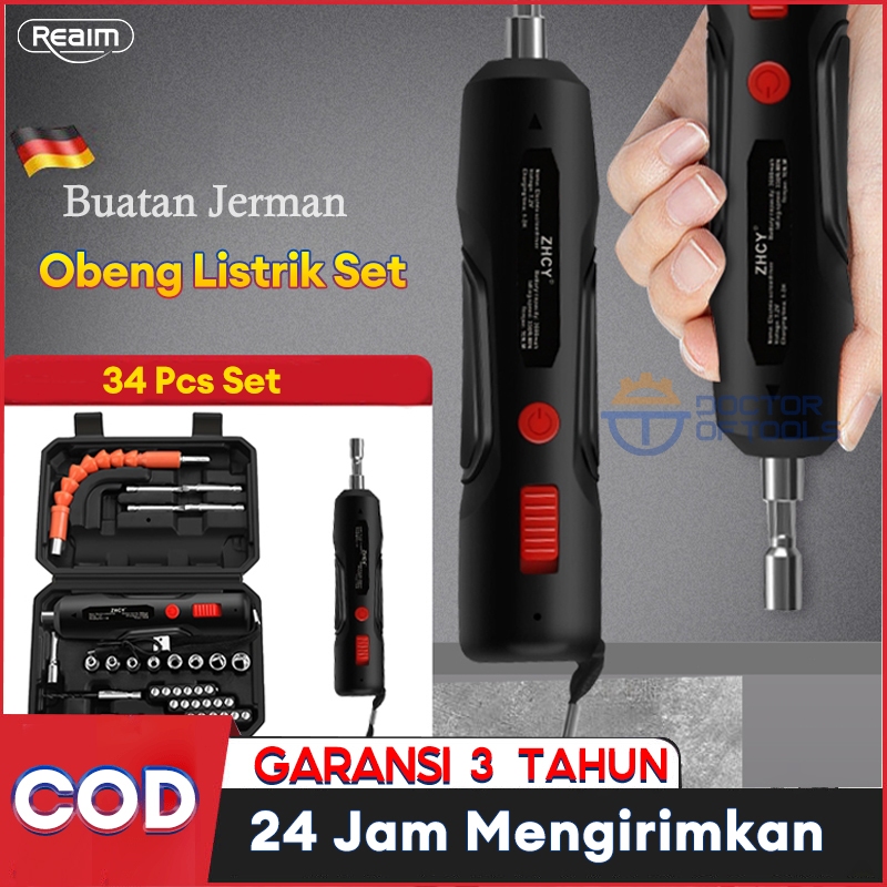 Jual Mesin Bor Obeng Kunci Electric Screwdriver 34 Buah Set