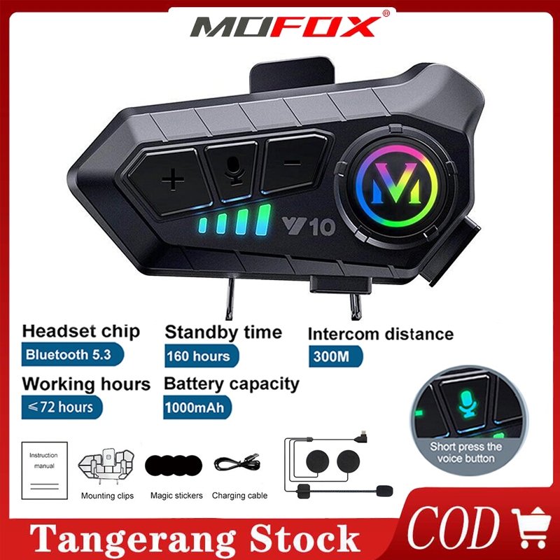 Jual Ready Stock BT12 Upgraded MOFOX Y10 Headset Bluetooth Helm Motor ...