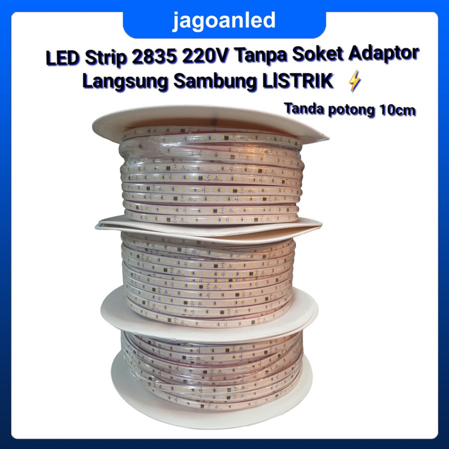 Jual Lampu LED strip 3535 220V tanpa soket adaptor 120 LED bisa potong ...