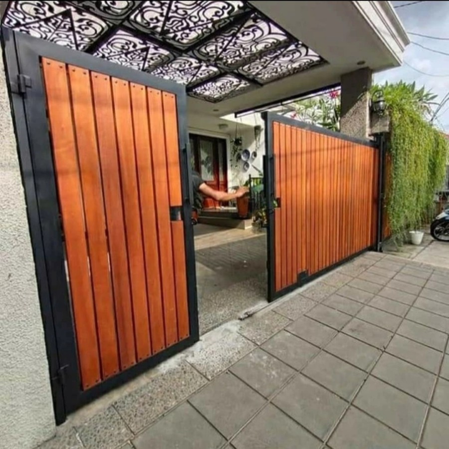 Jual pagar rumah motif kayu grc woodplank | Shopee Indonesia