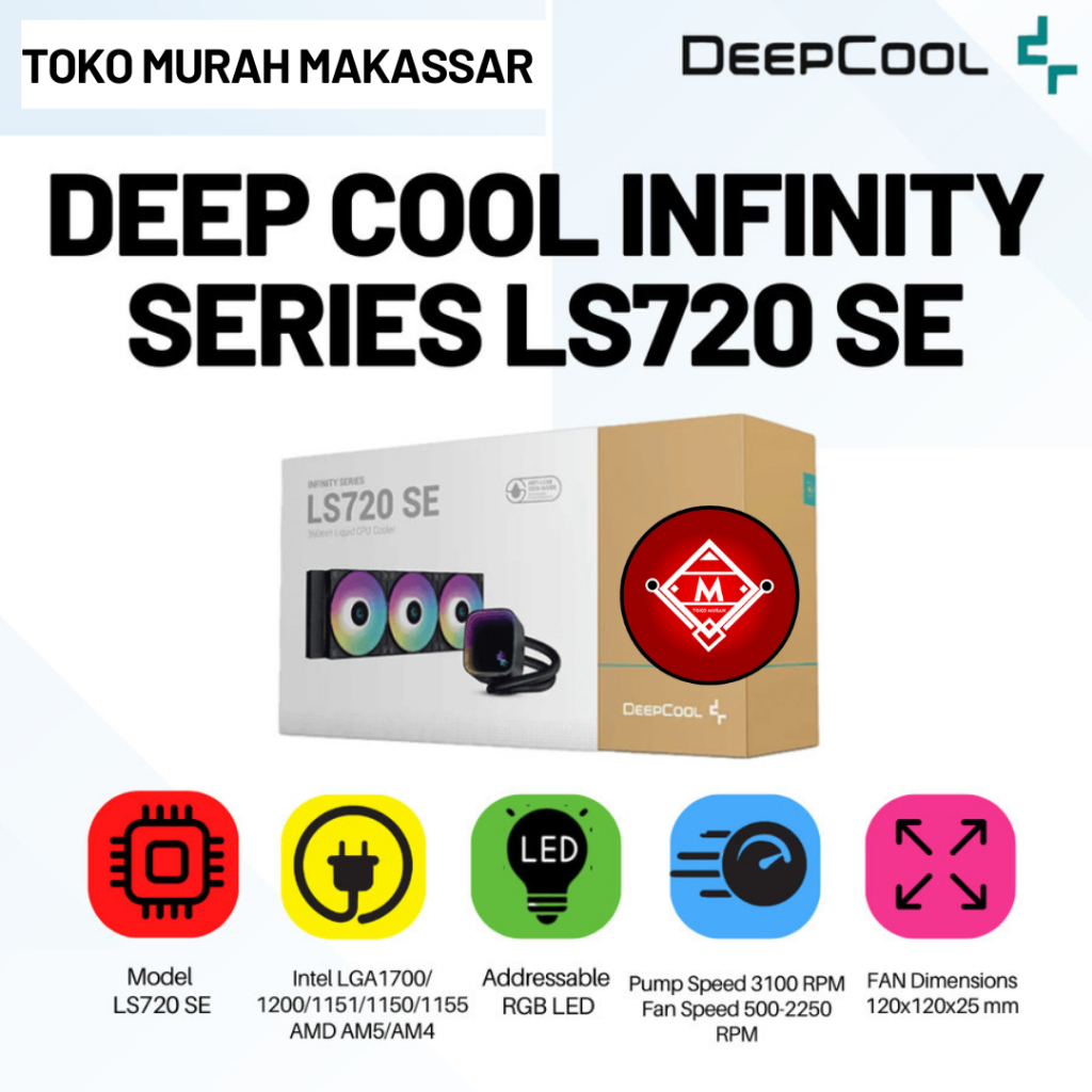 Jual Deep Cool LS720 SE ARGB 360mm Liquid CPU Cooler - Black / COM47 ...