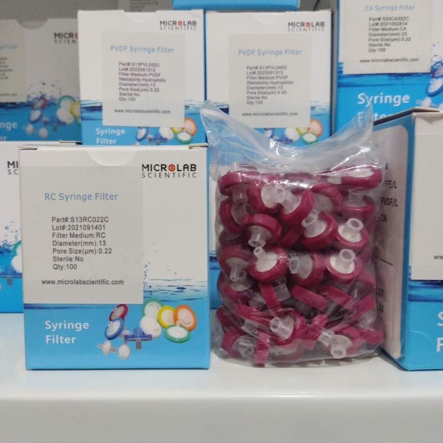 Jual RC (Regenerated Cellulose) Syringe Filter, pore 0.22μm diameter ...