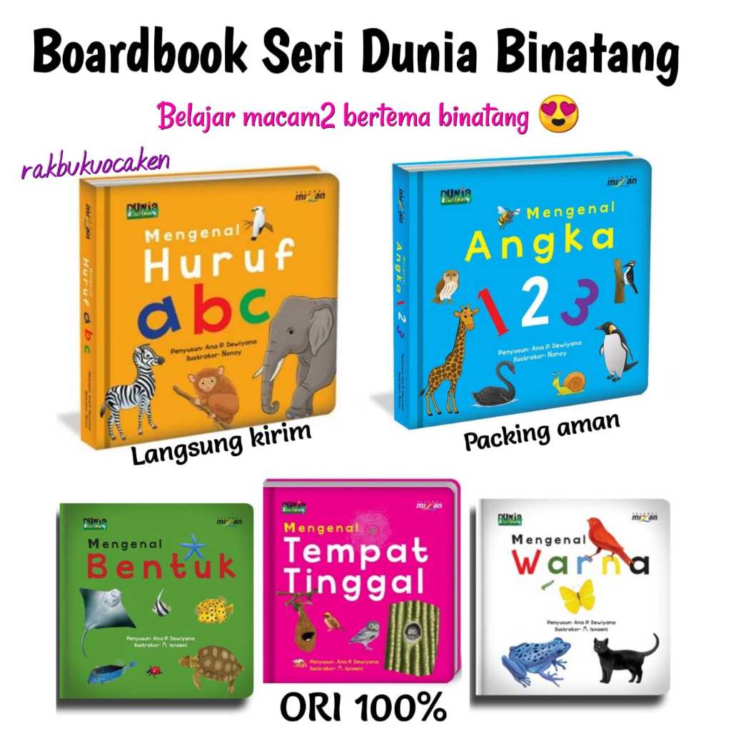 Jual BOARDBOOK Seri Dunia Binatang: Mengenal Huruf abc/Mengenal Angka ...