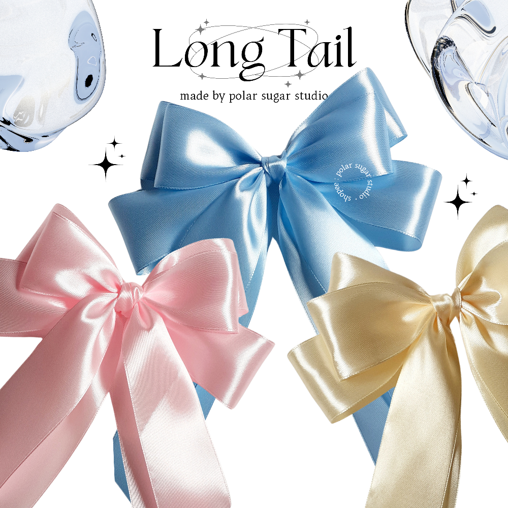 Jual Bow Ribbon Long Tail Pita Rambut & Hijab Korean Aesthetic Look Ala ...