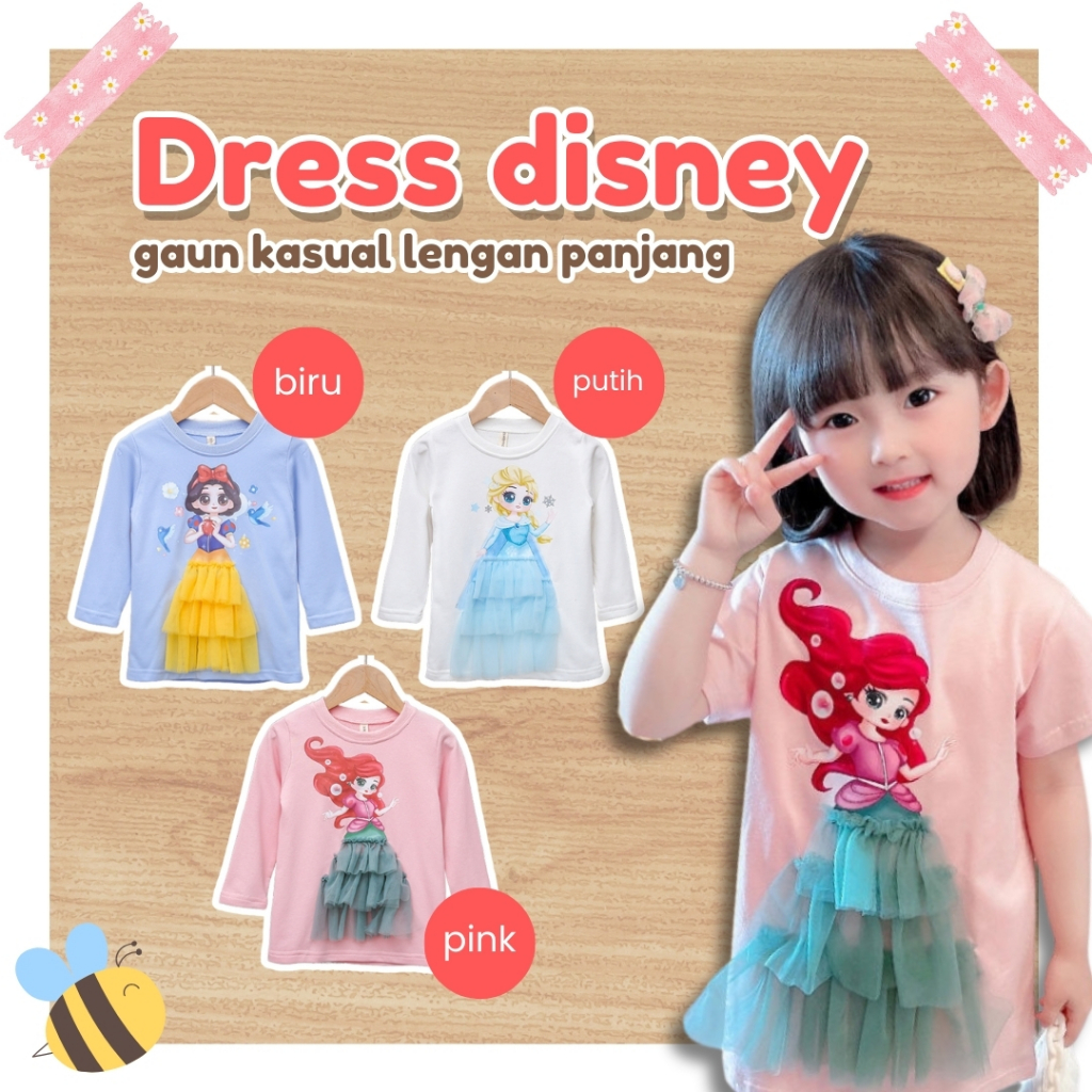 Jual HONEY.BABY 1-9 Tahun Dress Kaos Disney Longslevee Santai Anak ...