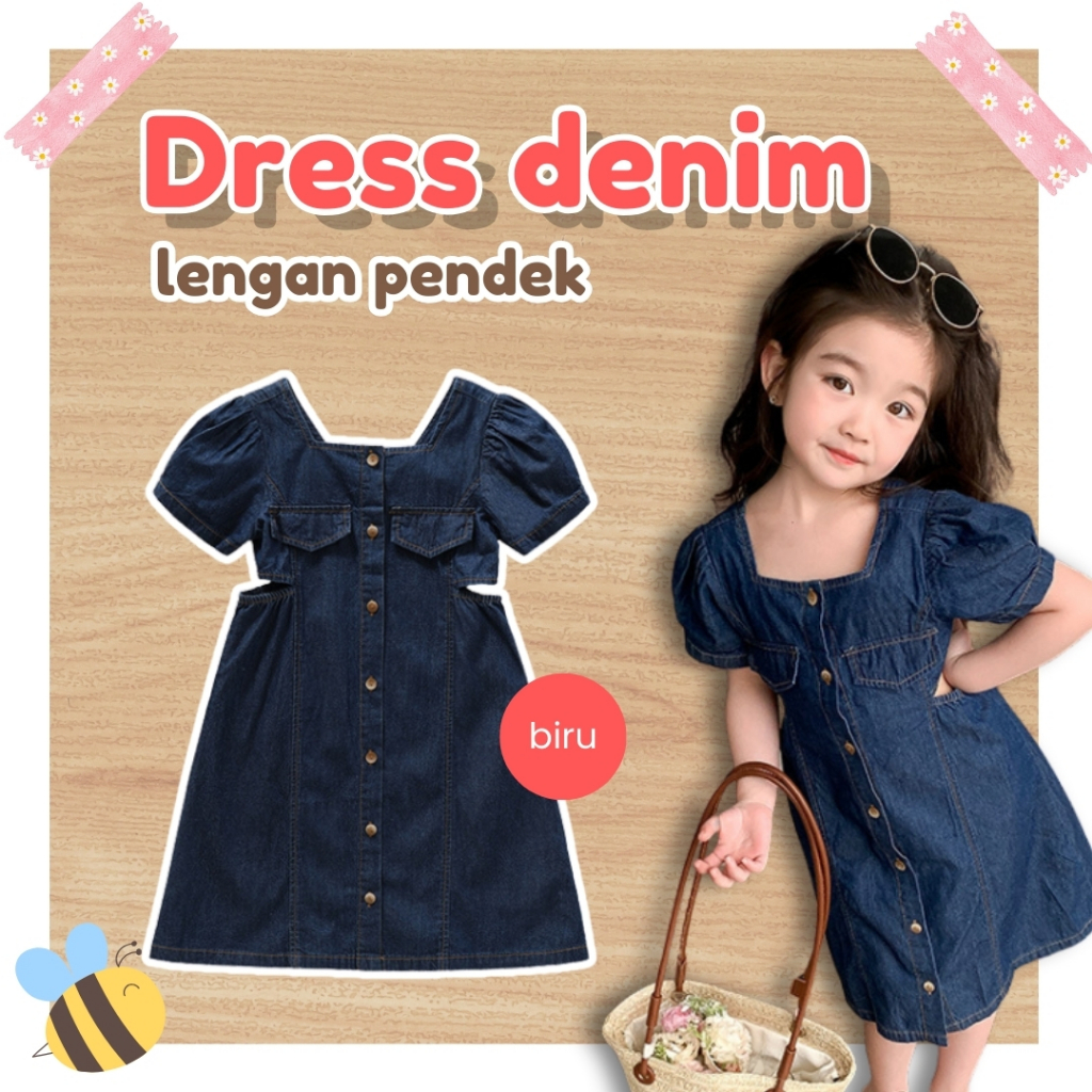 Jual 【HONEY.BABY】Daster Anak 1-8 Tahun Dress Denim Jeans Koboi Baju ...