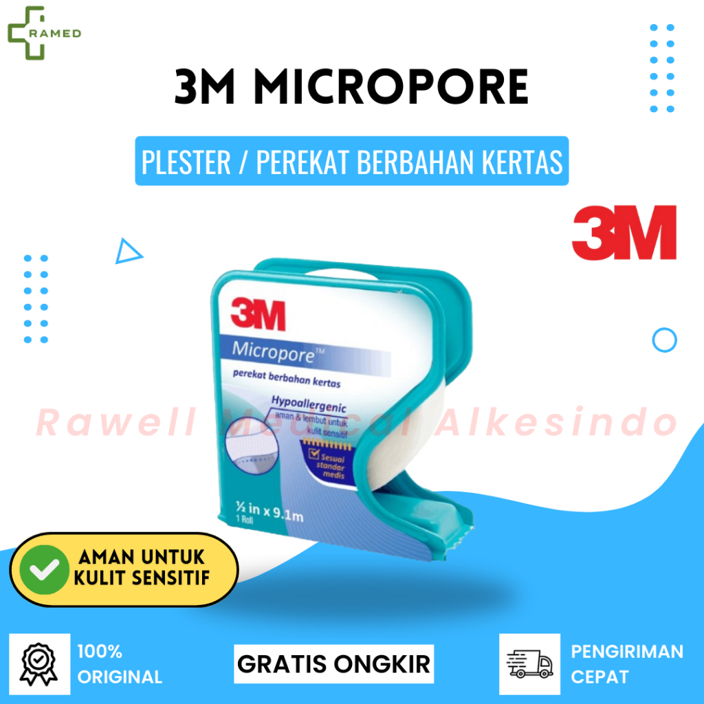 Jual 3M Micropore Tape / Plester Luka Perekat Kertas / Plester Putih ...
