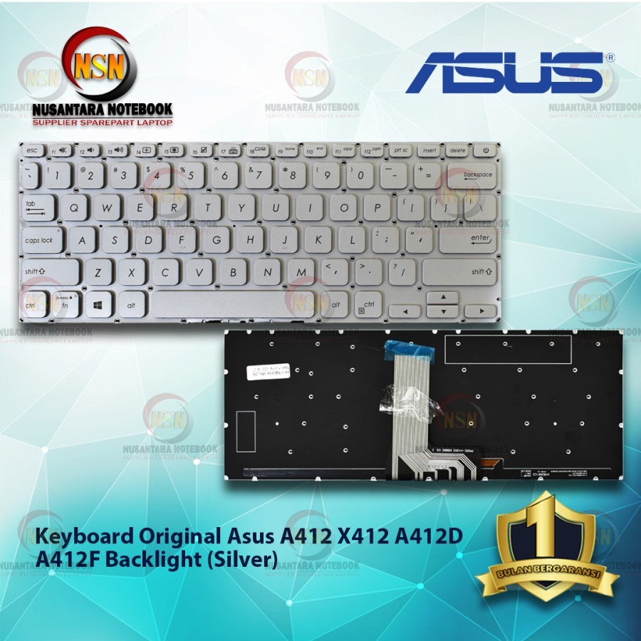 Jual Keyboard Original Laptop Asus For ASUS A412 A412F Backlight (Silver) | Shopee Indonesia