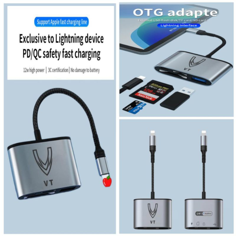 Jual VT-Card reader iphone ipad to SD/TFT card/USB 3.0 with charging 4 ...