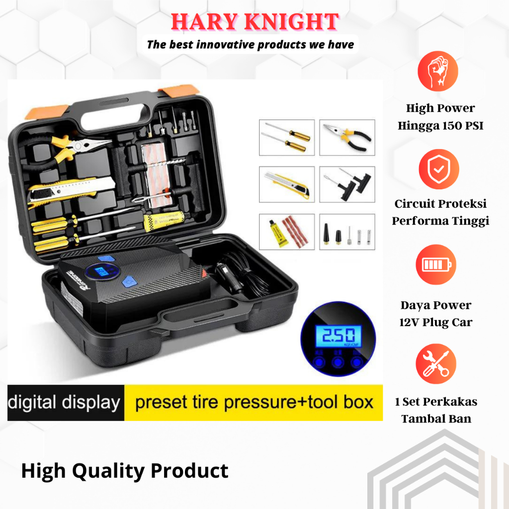 Jual Perkakas Pompa Ban Mobil Air Compressor 150 PSI Tekanan Tinggi ...