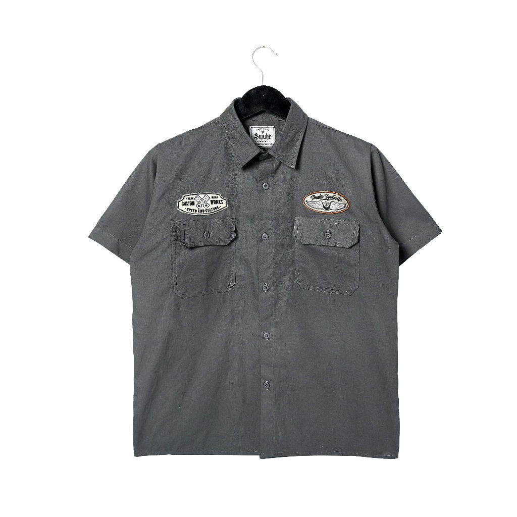 Jual SMOKE Workshirt Kemeja - Dark Grey | Shopee Indonesia