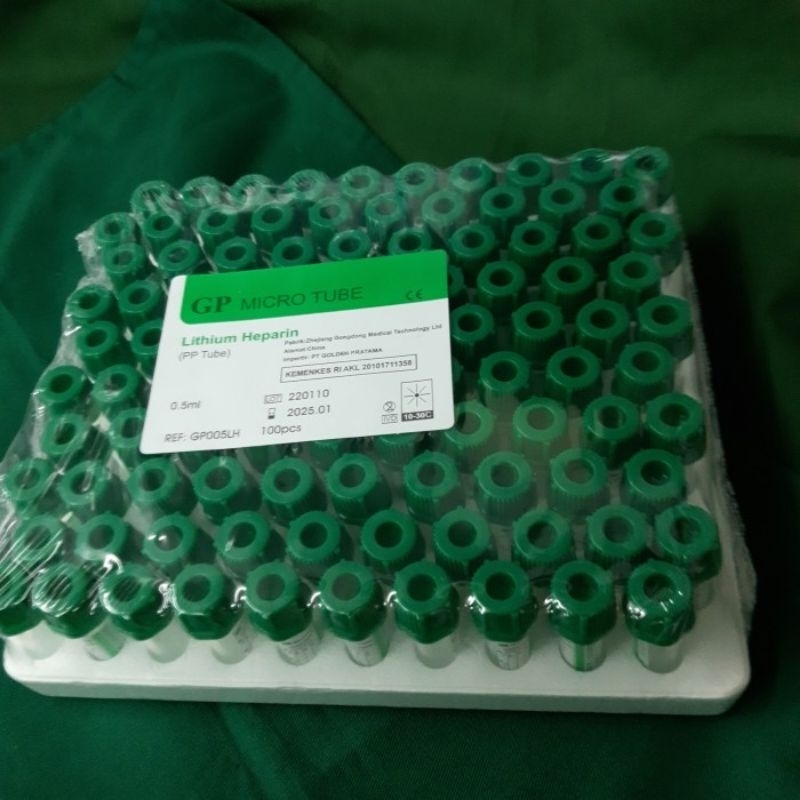 Jual Tabung sample darah lithium Heparin 0.5ml Vacuntainer lithium ...