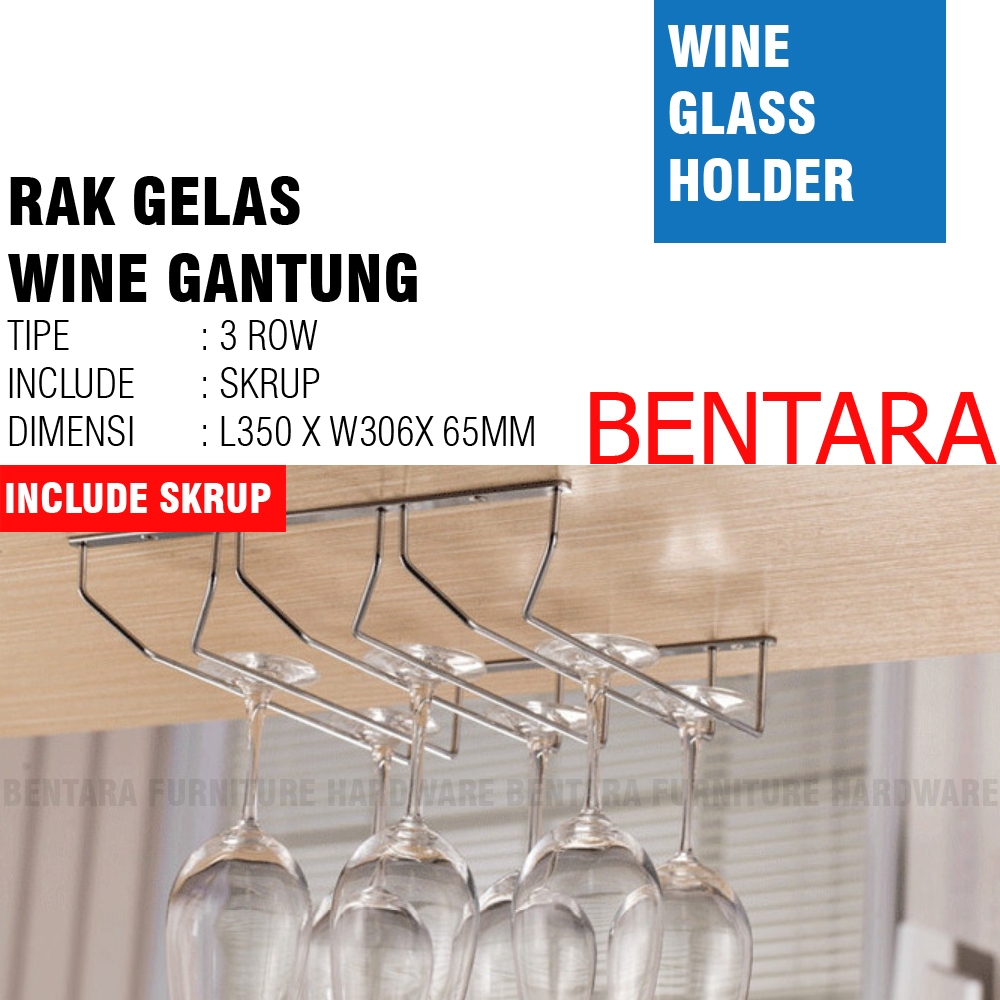 Jual RG-3 RAK GELAS 3 BARIS GANTUNG - 3 Row Wine Glass Rack Hanger ...