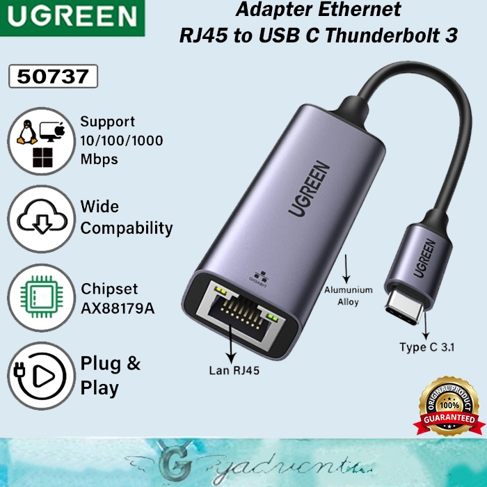 Jual UGREEN Lan Adapter Gigabit USB Type C To RJ45 Fast Penyambung ...