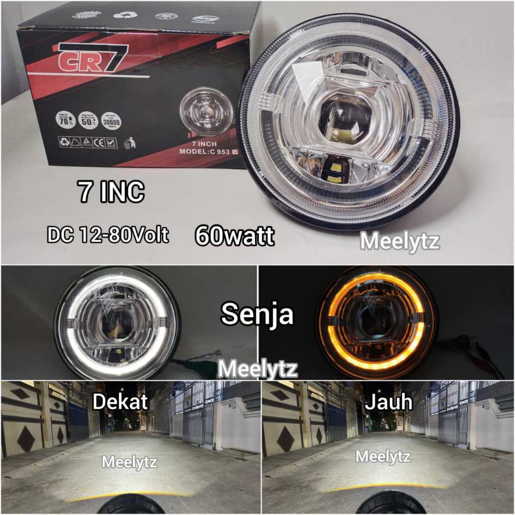 Jual Lampu tembak LED Bulat 7 INC Cahaya model biled plus sen senja ...